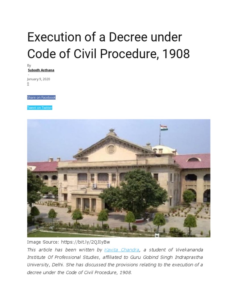 Execution of A Decree Under Code of Civil Procedure | PDF | Judgment (Law) | Jurisdiction