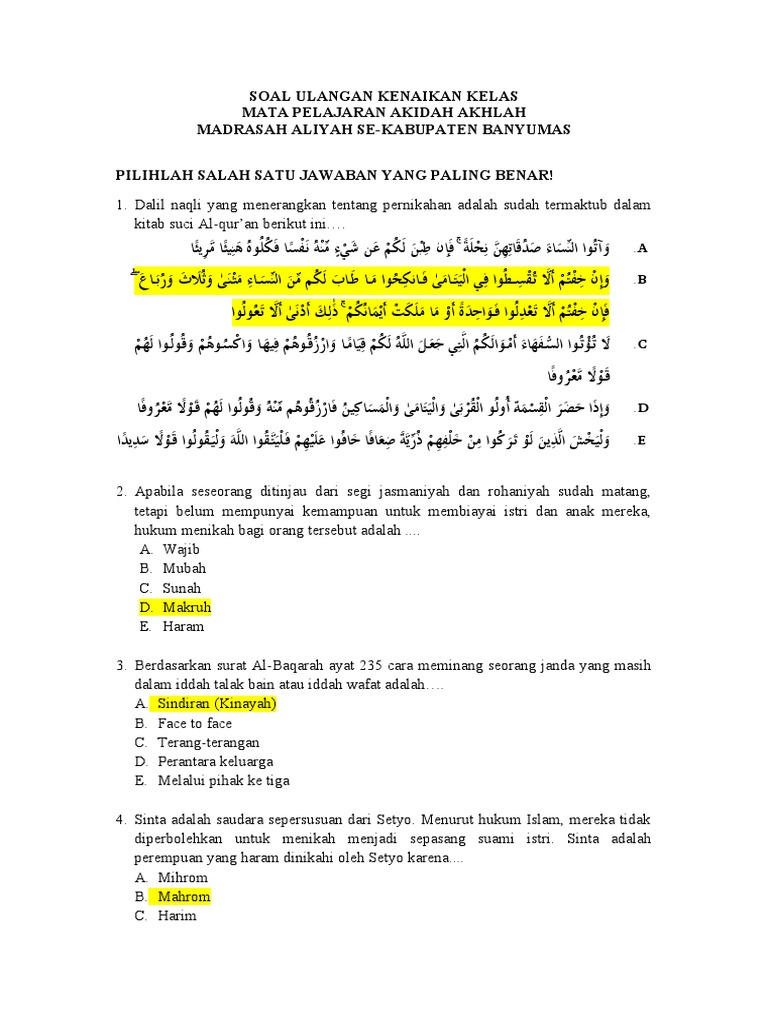 Soal Kelas Fikih Xi | PDF