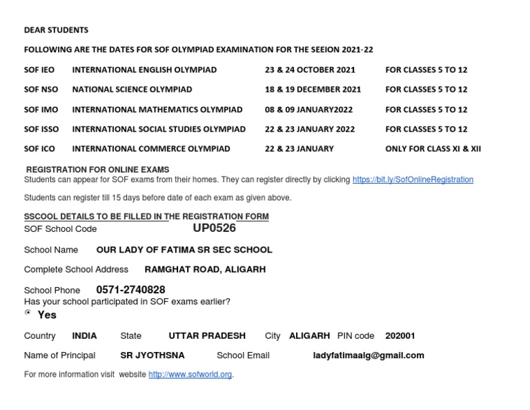Sof Details For 2021-22 | PDF