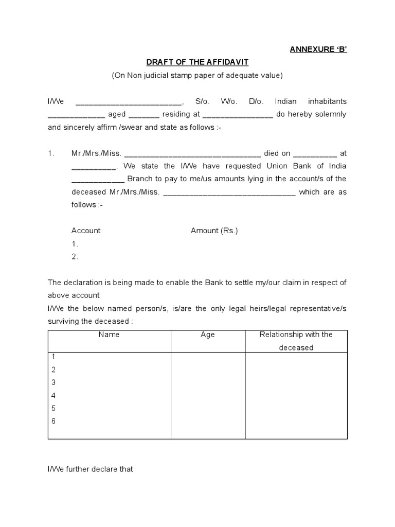 Affidavit Format for Bank Claims | PDF