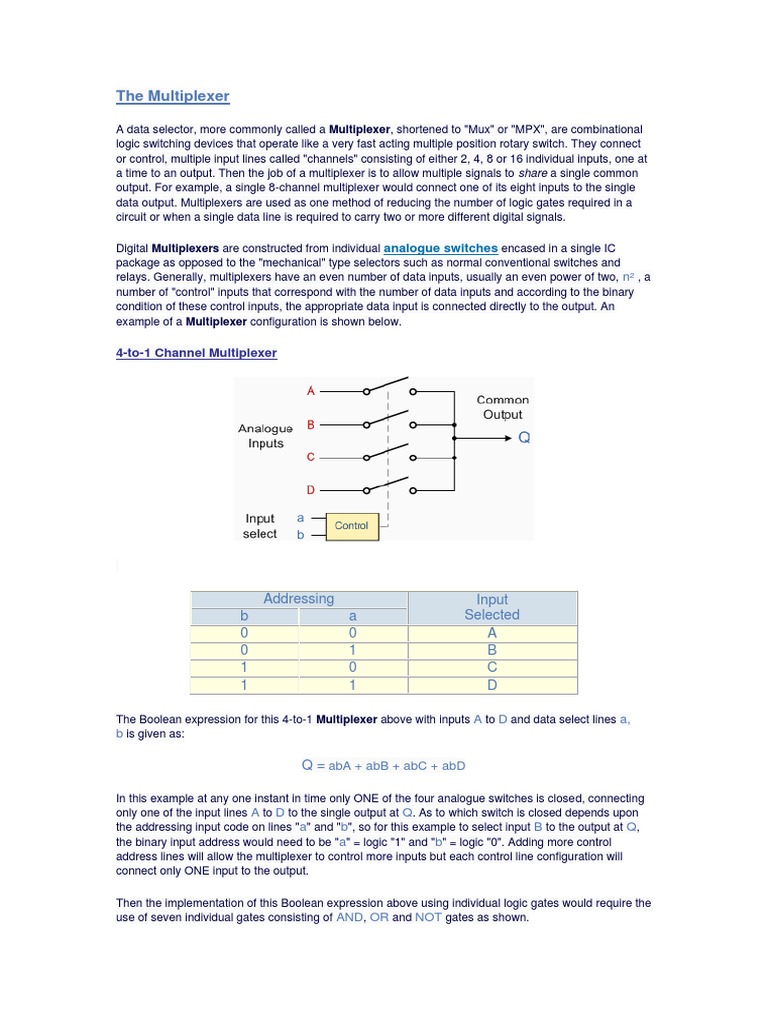 2 The Multiplexer | PDF | Logic Gate | Computing