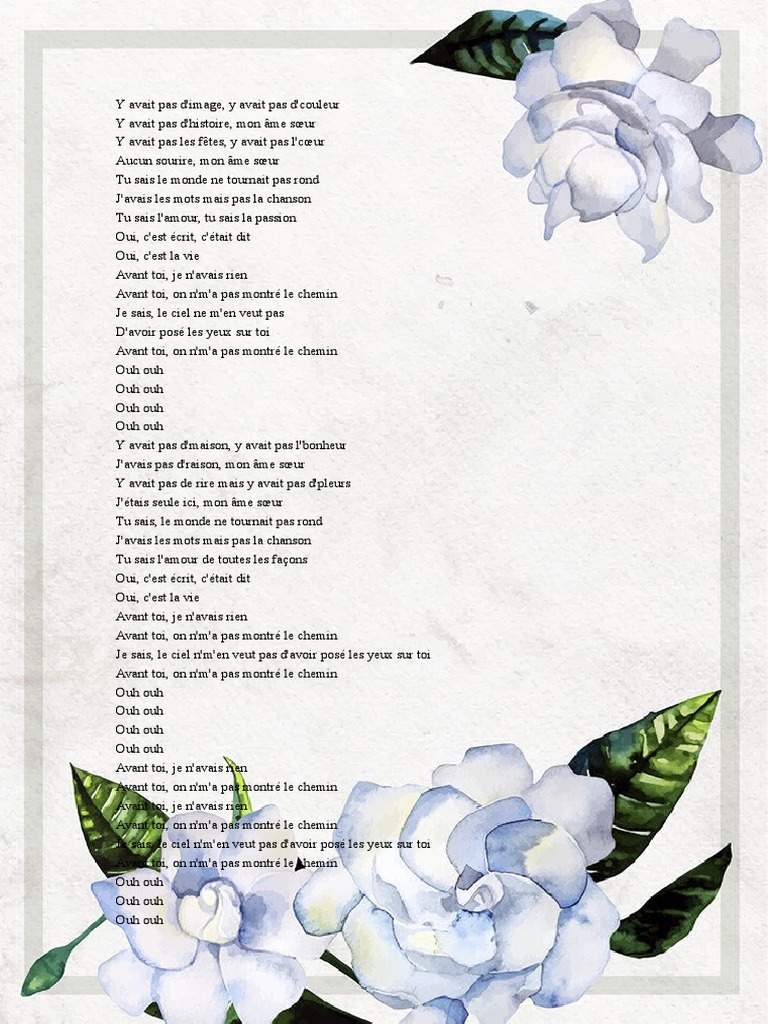 Avant Toi : Paroles et Émotions | PDF