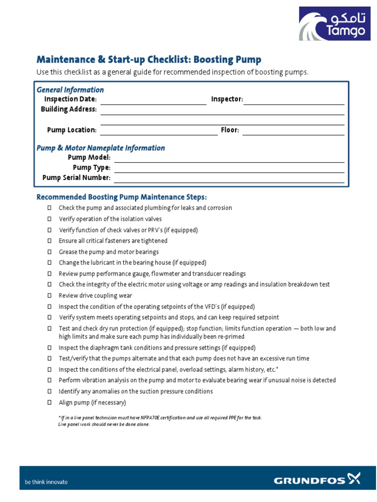 Pump Start Up Checklist | PDF