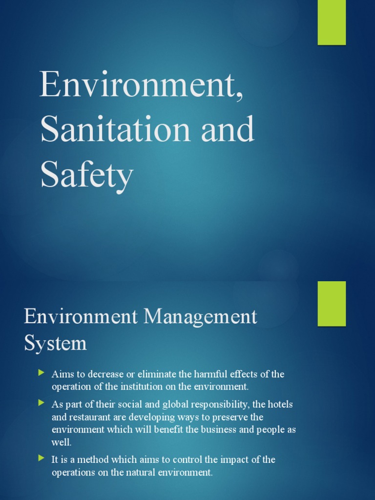 Environment, Sanitation, and Safety in Hospitality | PDF | Safety