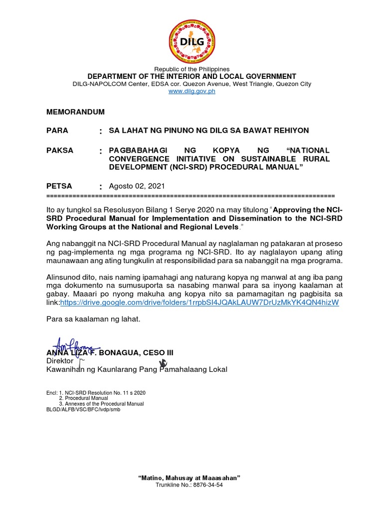 1VER Memo To ROs NCI SRD Procedural Manual 1 | PDF