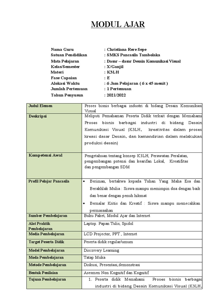 Lembar Kerja Modul Ajar | PDF