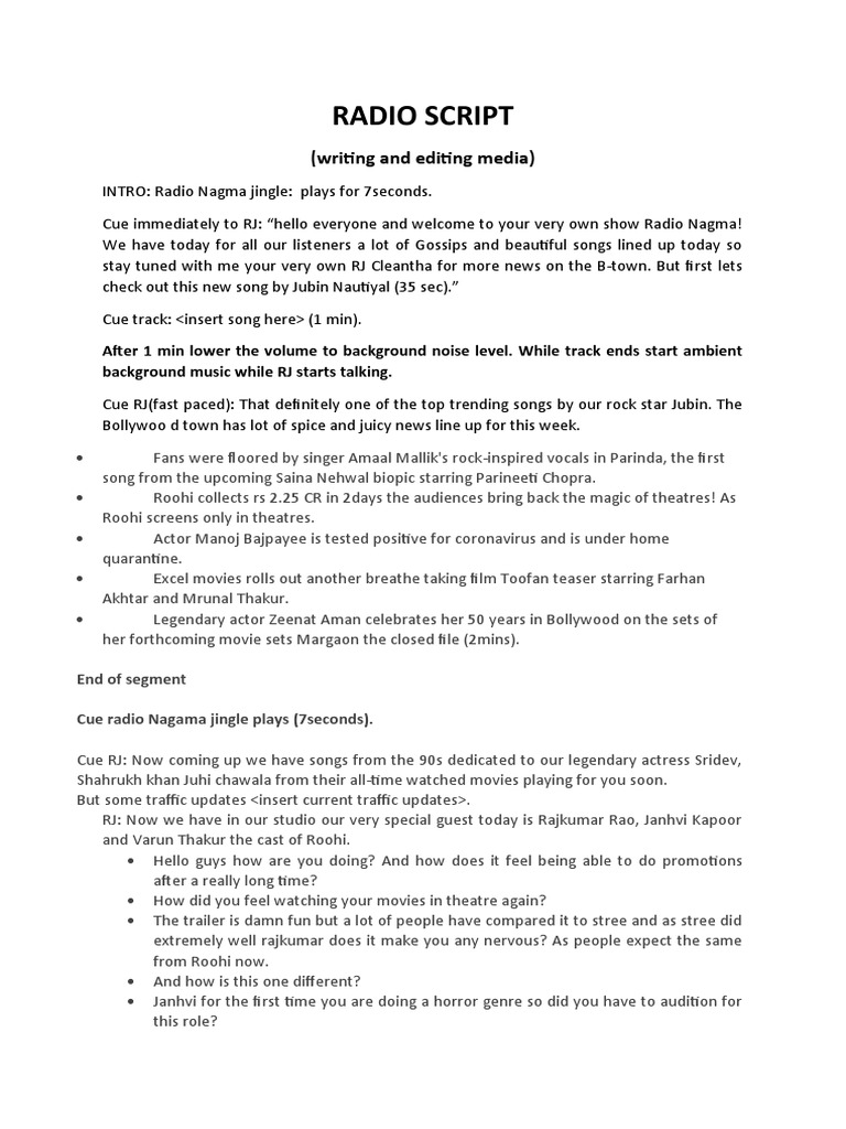 Radio Script: (Writing and Editing Media) | Download Free PDF | Cinema ...