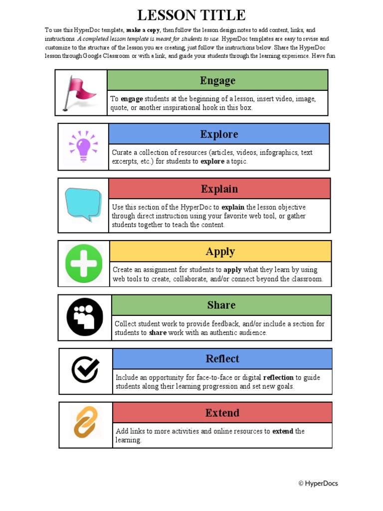 Basic HyperDoc Lesson Plan Template | PDF