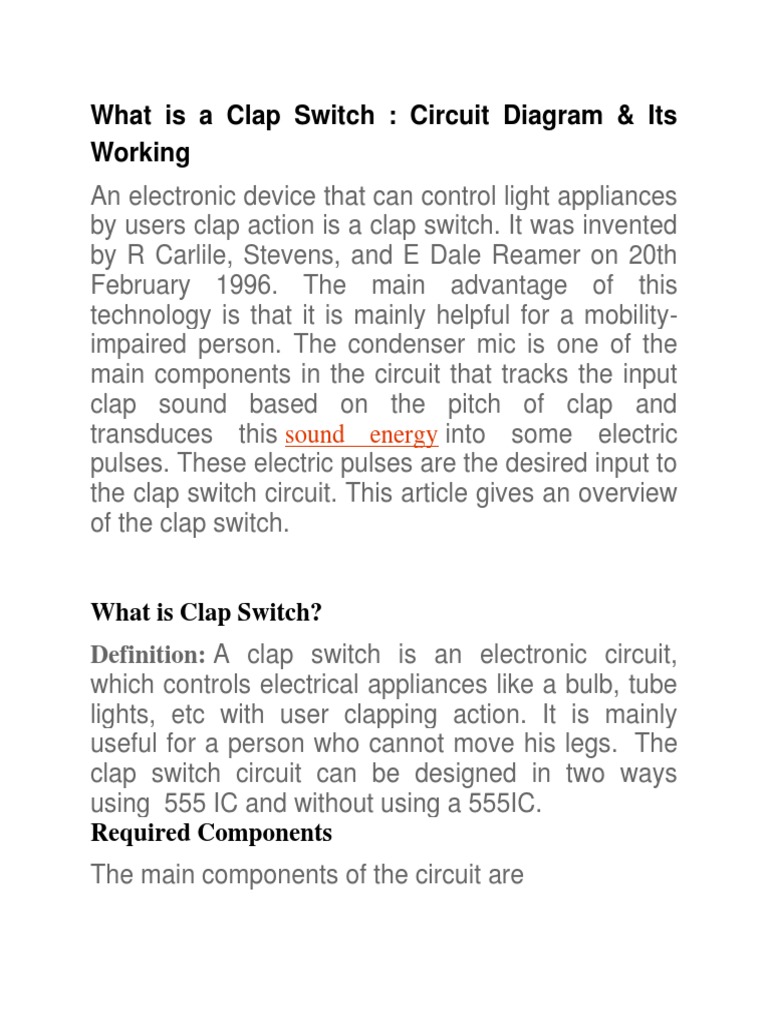 What Is A Clap Switch | PDF | Switch | Electricity