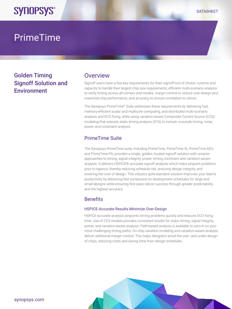 Primetime: Golden Timing Signoff Solution and Environment | PDF ...