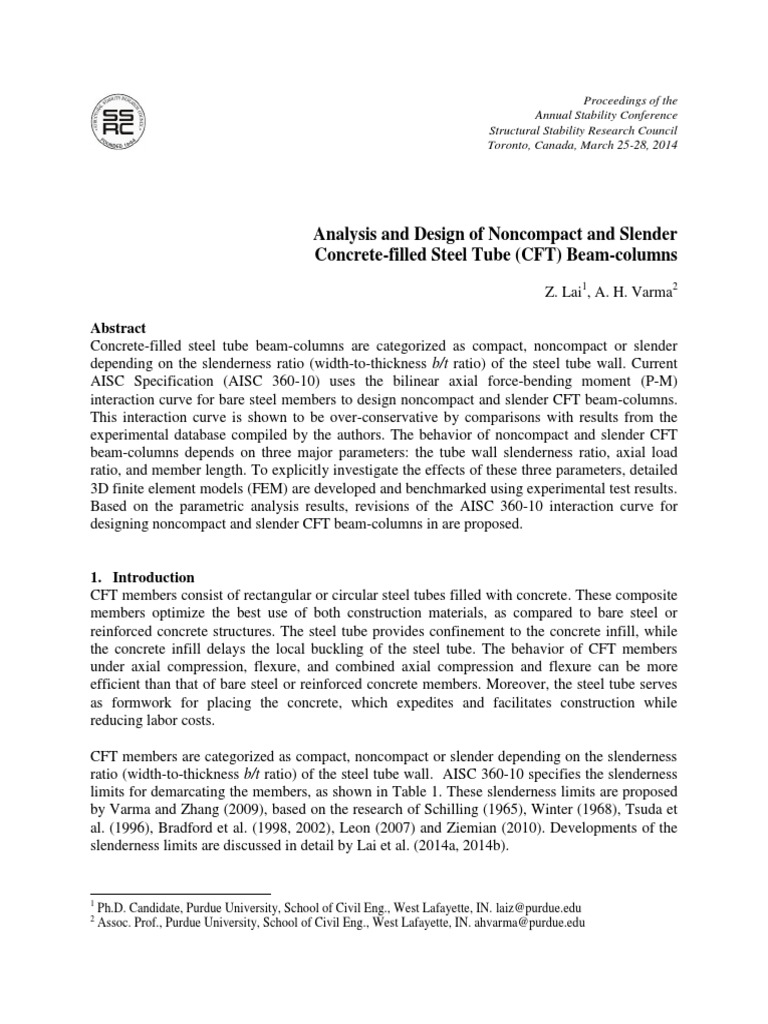 CFT Beam-Column Design Analysis | PDF | Strength Of Materials | Buckling