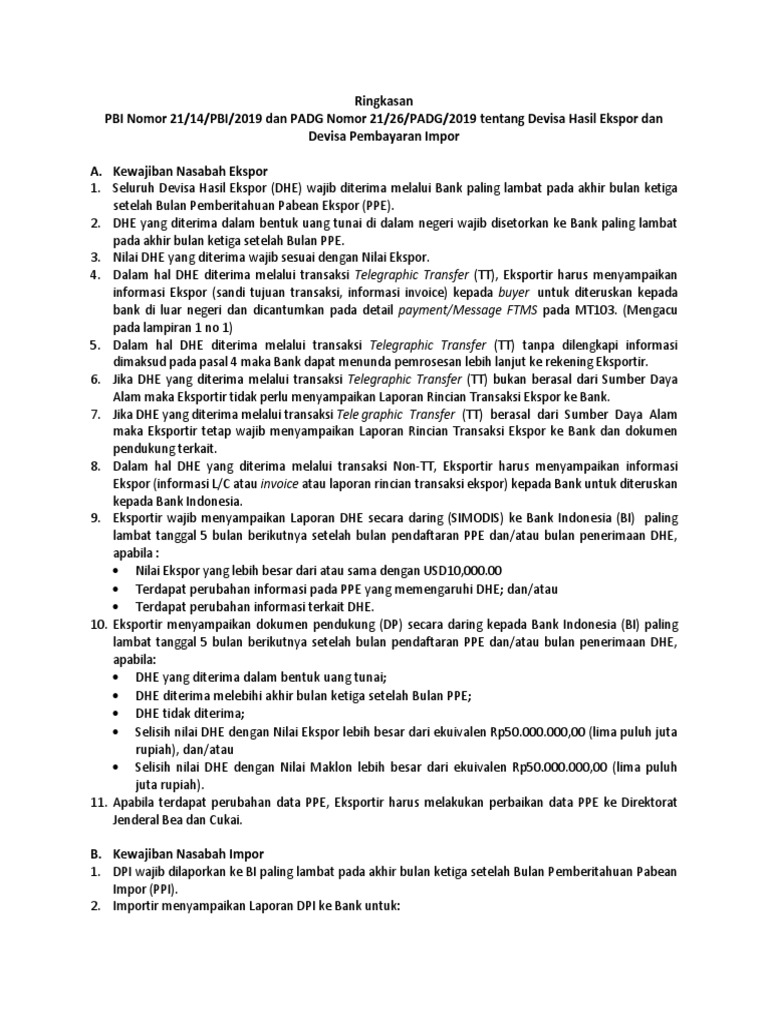 Ringkasan DHE DPI Ind Final | PDF | Pengelolaan Keuangan & Uang