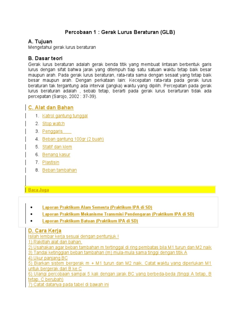 Laporan Praktikum Gerak Lurus | PDF