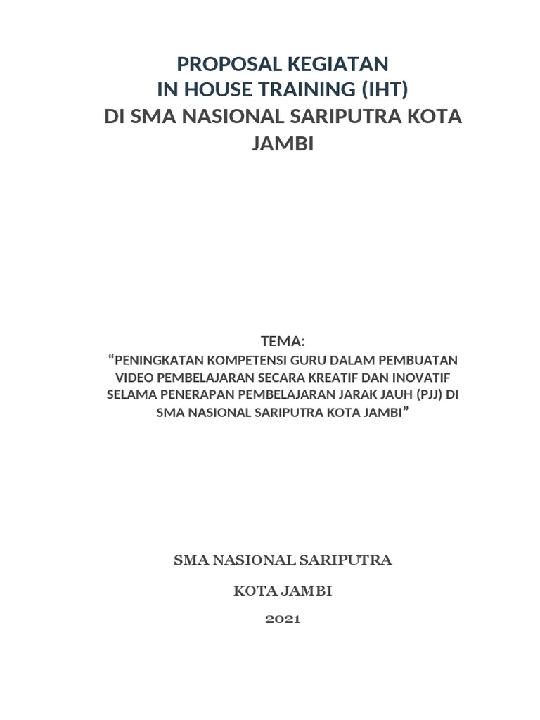 CONTOH Proposal Pelatihan Guru | PDF