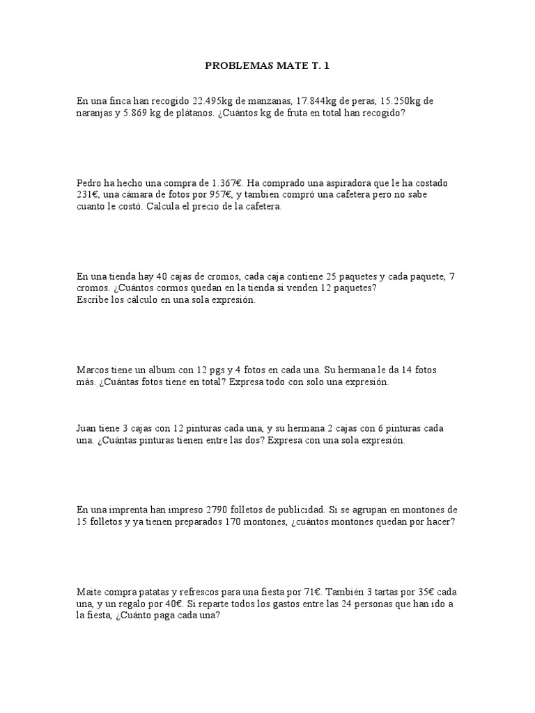 Problemas Mate T1 | PDF
