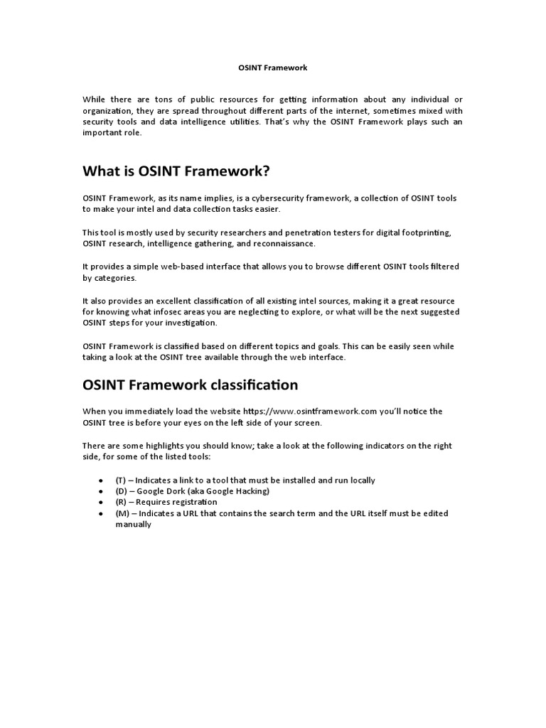 What Is OSINT Framework? | Download Free PDF | Tor (Anonymity Network ...