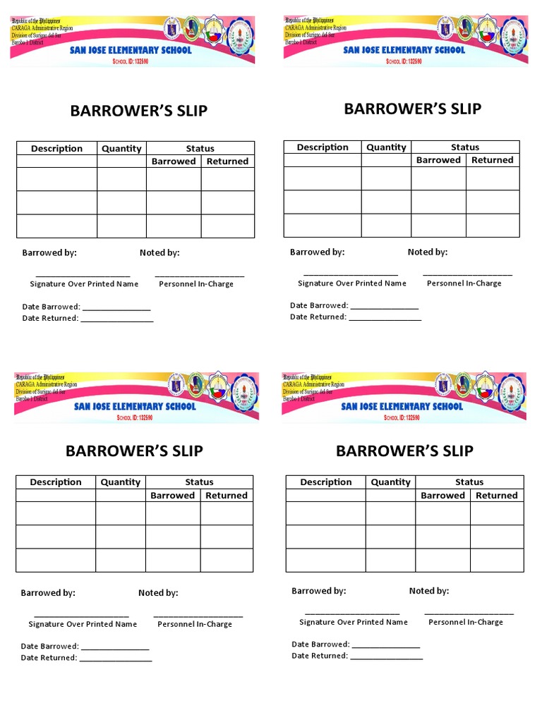 Barrower'S Slip Barrower'S Slip | PDF