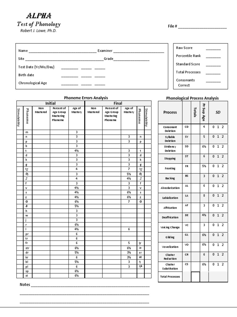 Alpha: Test of Phonology | PDF | Linguistics | Human Communication