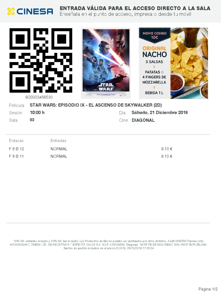 Entradas y Bar Cinesa | PDF
