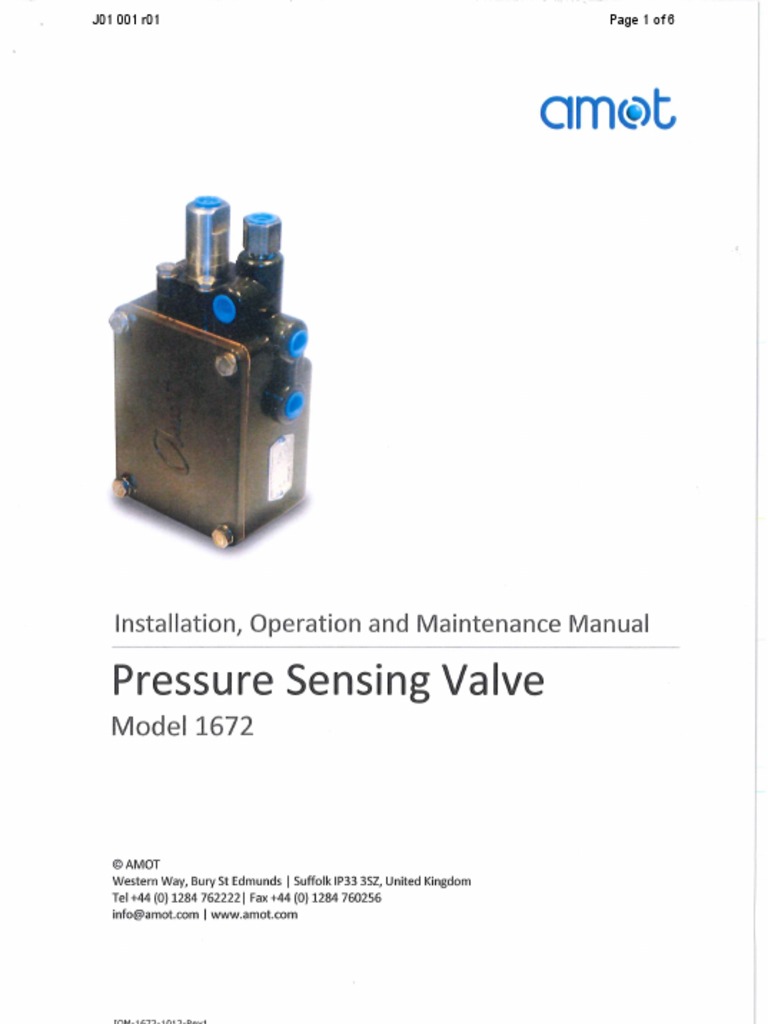 J01 001 r01 O&M Manual Amot 1672 Pressure Valve | PDF