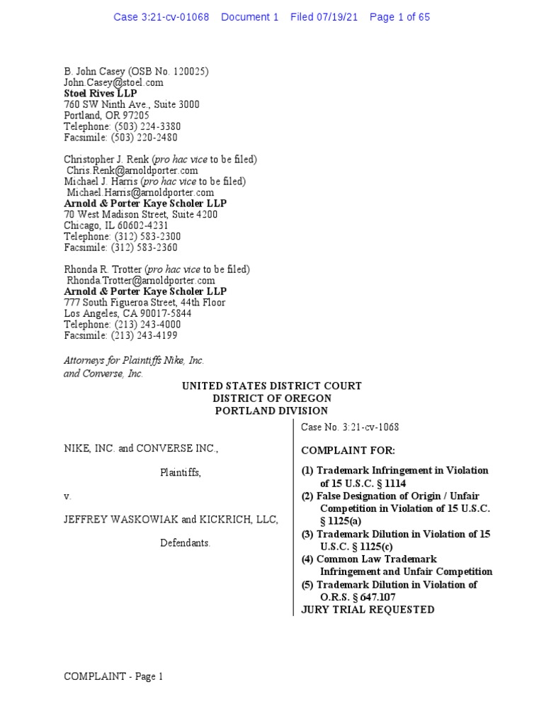 Nike and Converse Trademark Infringement Case | PDF | Nike | Trademark