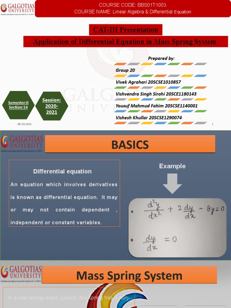 CAT-III Presentation Application of Differential Equation in Mass ...