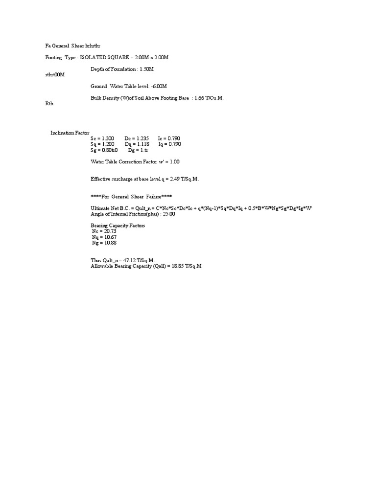 SBC Calculation Raft 123 | PDF