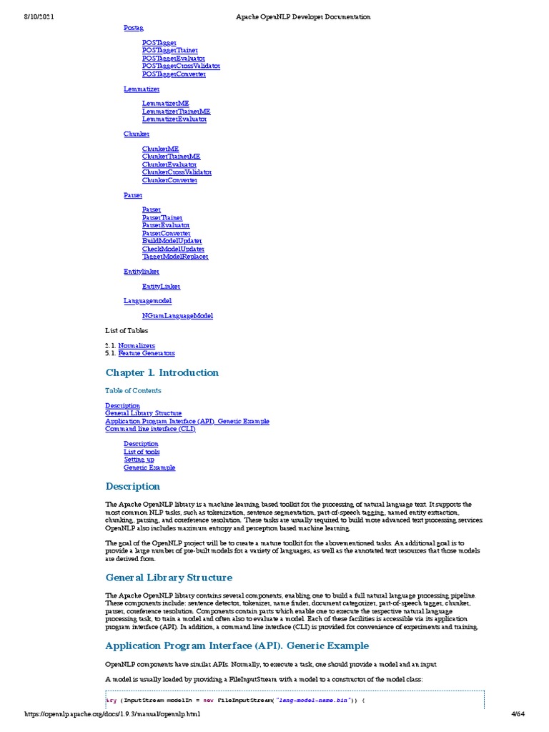 OpenNLP Documentation Covers NLP Tasks | PDF | Command Line Interface ...