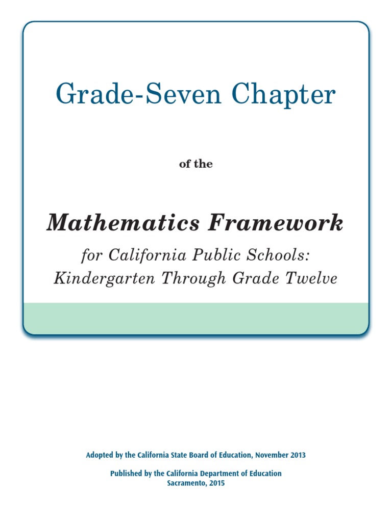 Mathematics Framework For California Public Schools: Kindergarten ...
