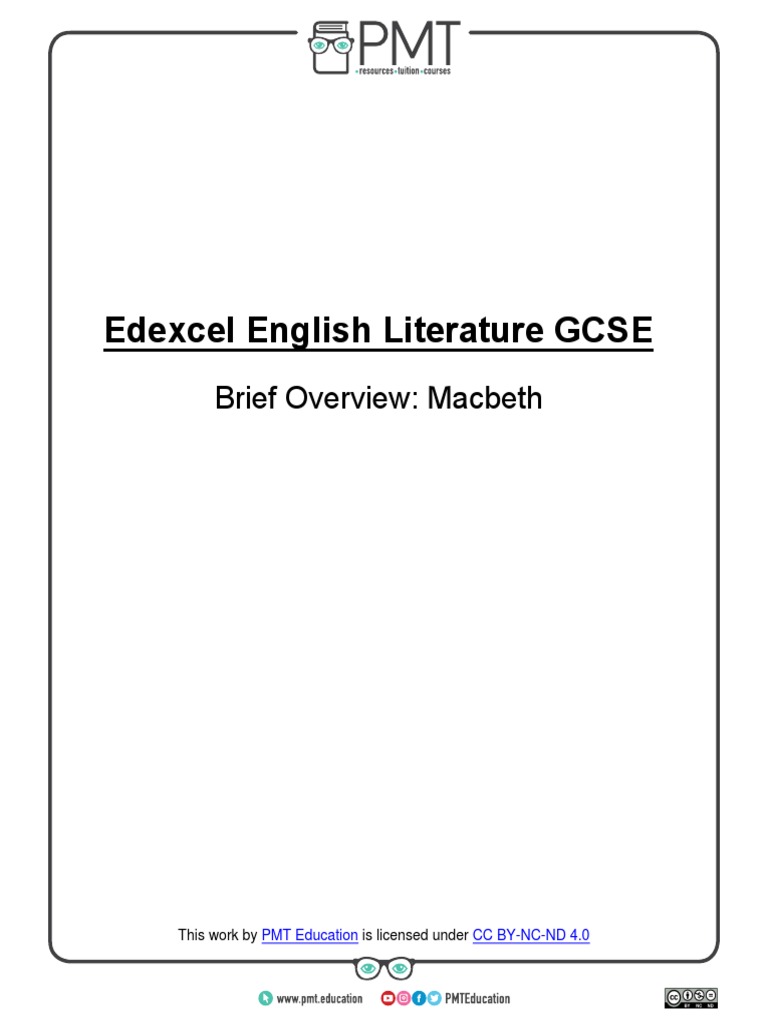 Edexcel English Literature GCSE: Brief Overview: Macbeth | PDF ...