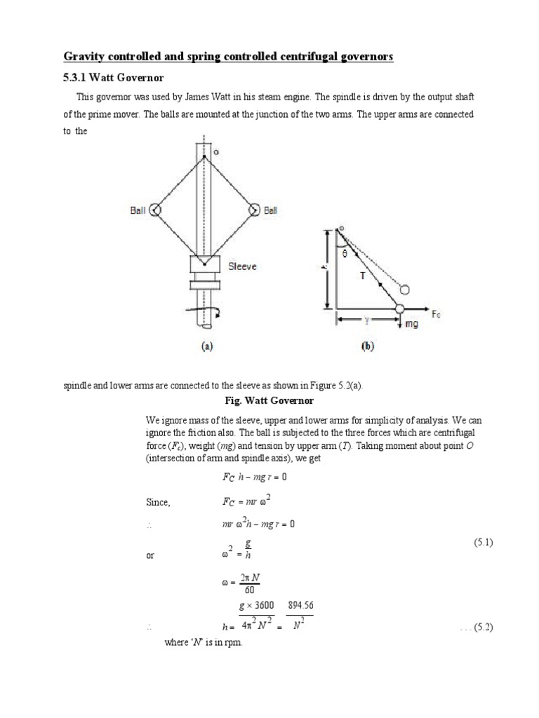 Gravity Controlled and Spring Controlled Centrifugal Governors | PDF ...