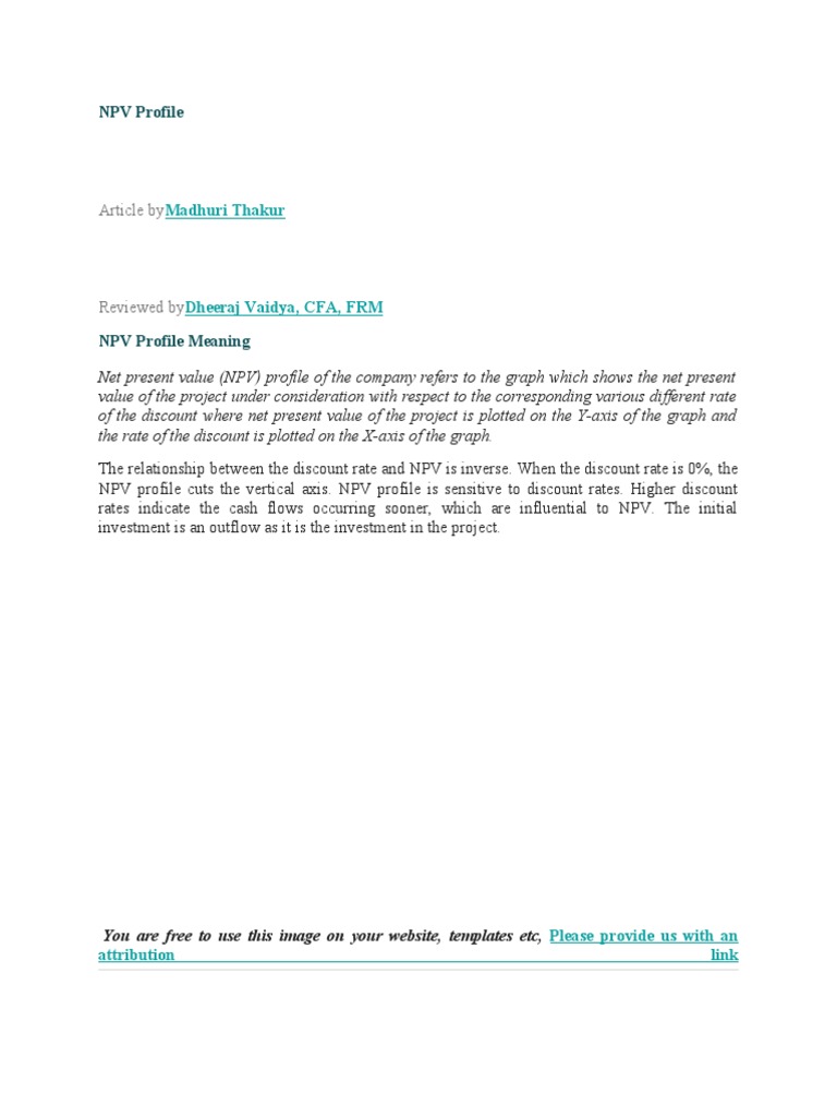 NPV Profile | PDF | Net Present Value | Internal Rate Of Return