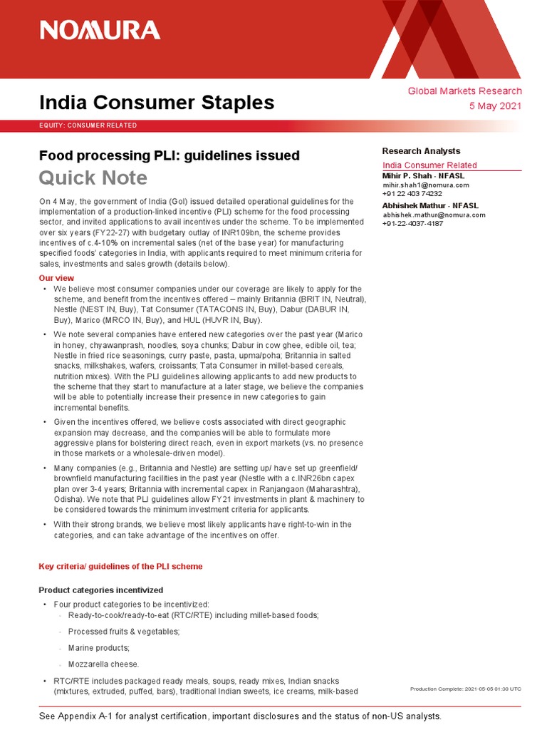 Nomura - May 5 - India Consumer Staples | PDF | Valuation (Finance ...