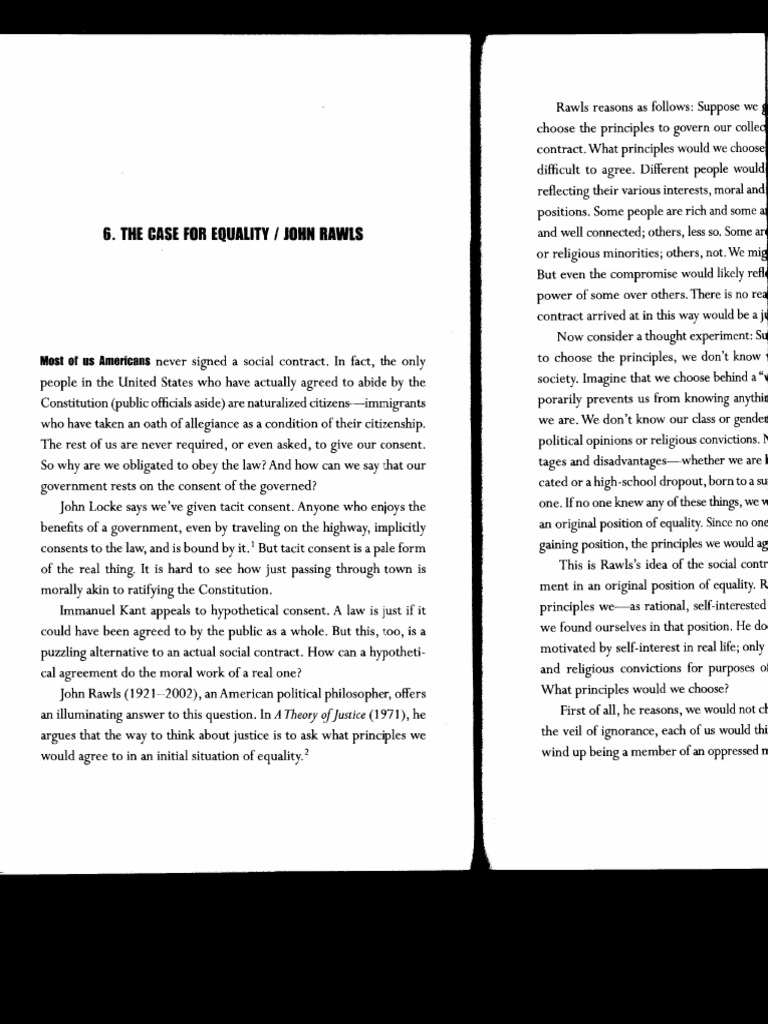 The Case For Equality: John Rawls | PDF | John Rawls | Social Contract