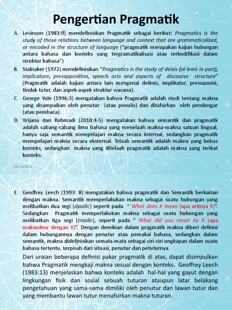 Documents - Pub Pengertian Dan Sejarah Pragmatik | PDF