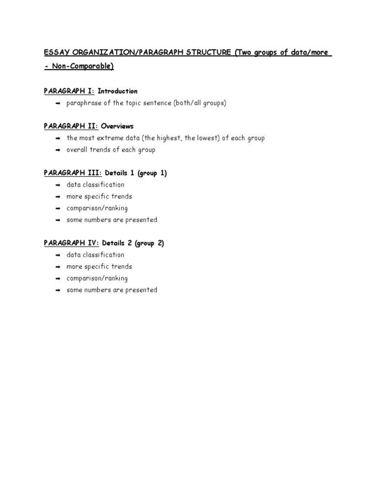 ESSAY ORGANIZATION/PARAGRAPH STRUCTURE (Two Groups of Data/more - Non ...