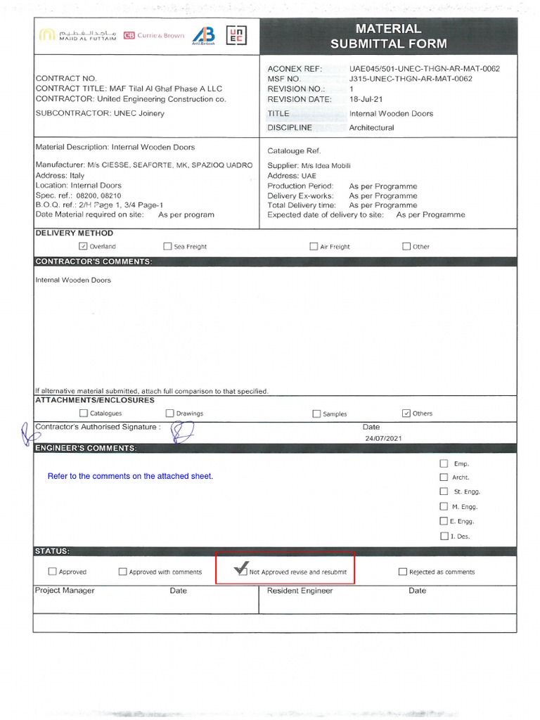 Internal Wooden Door Snagging | PDF | Specification (Technical Standard ...