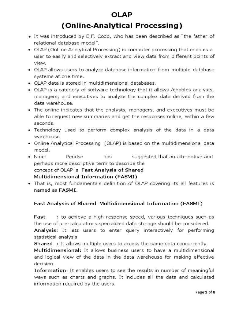 Olap (Online Analytical Processing) | PDF | Data Warehouse | Databases
