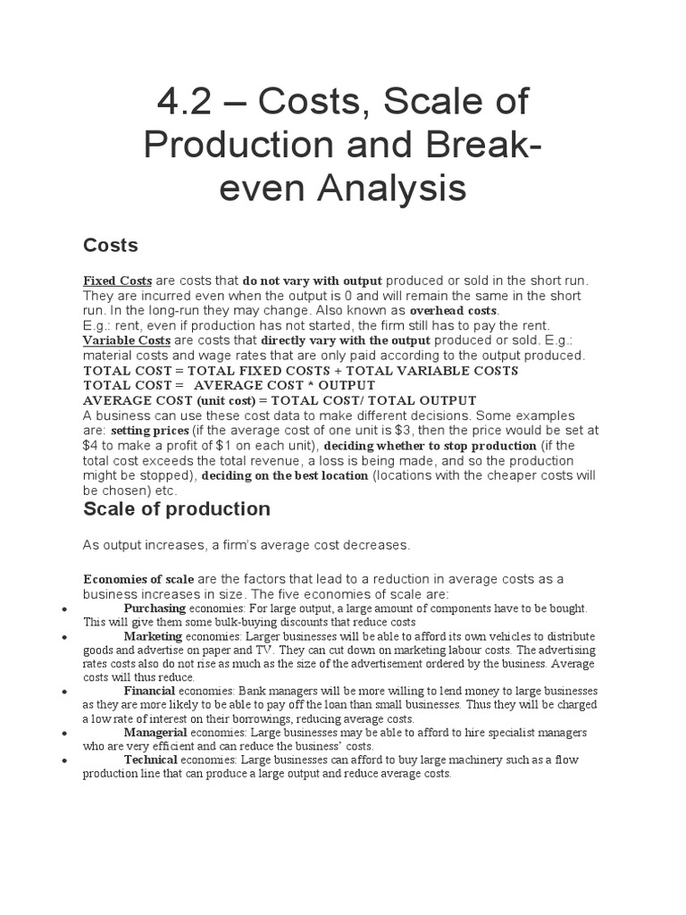 4.2 Costs, Scale of Production | PDF | Business Economics | Management ...