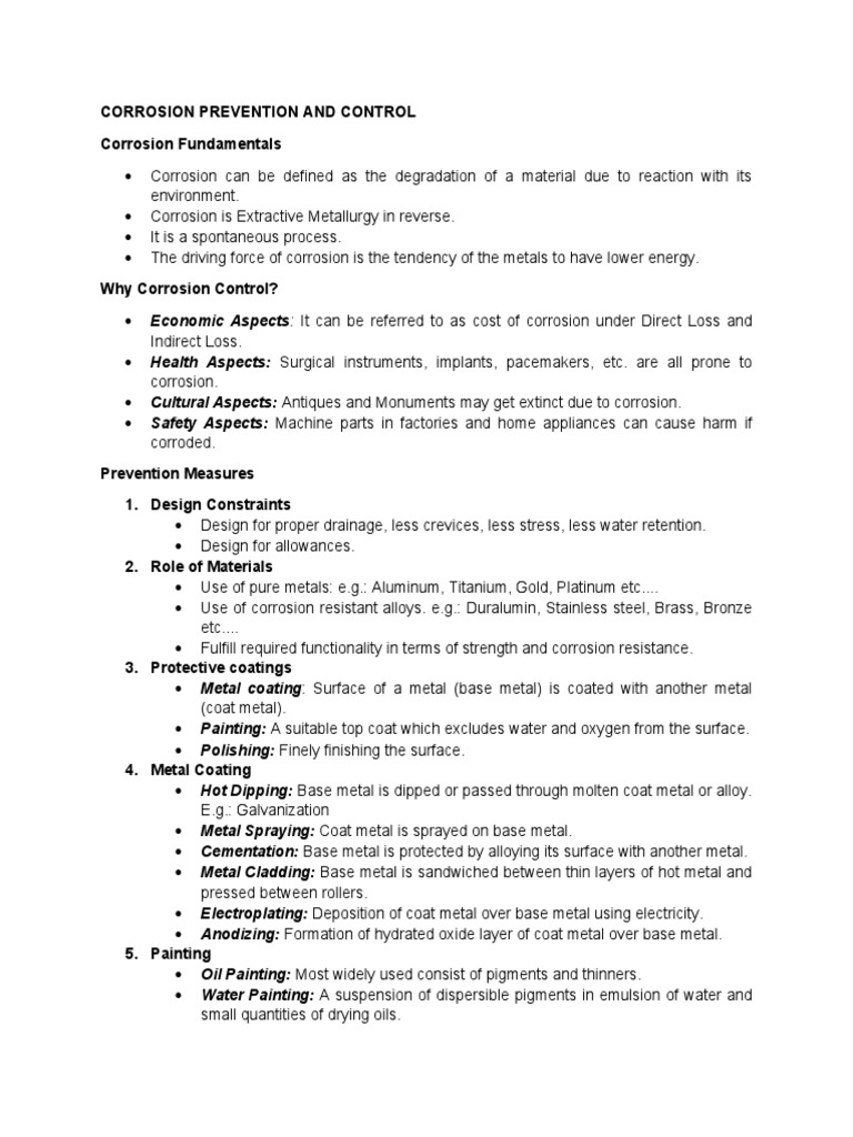 Corrosion Prevention and Control Methods | PDF | Corrosion | Metals