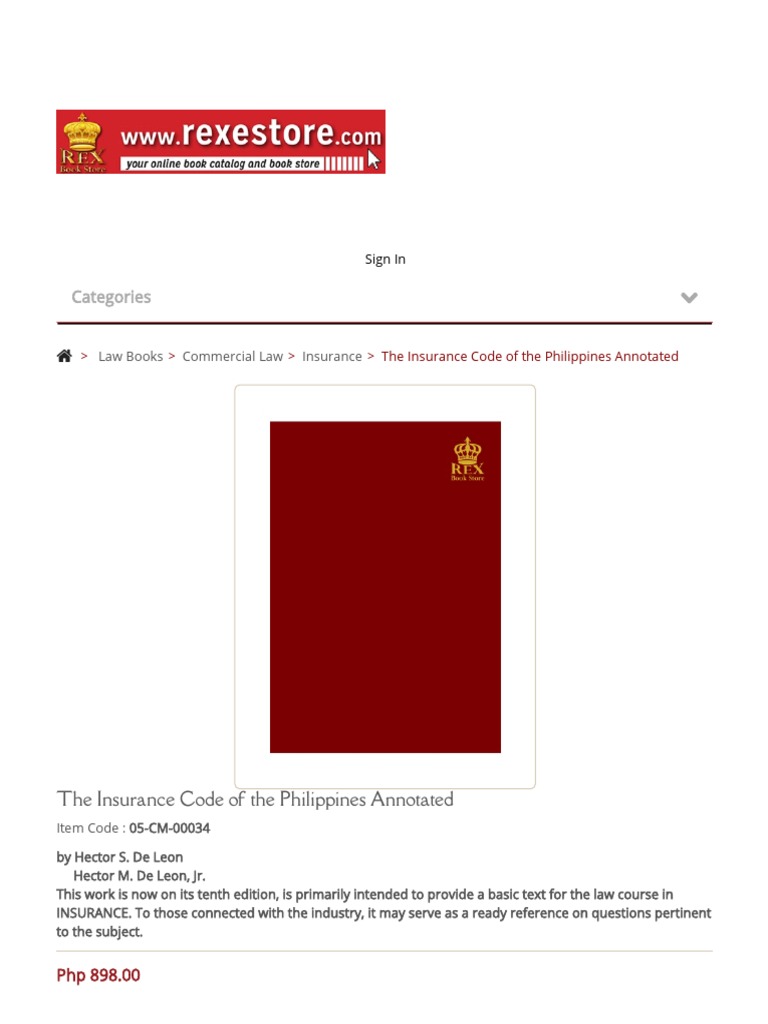 The Insurance Code of The Philippines Annotated | PDF