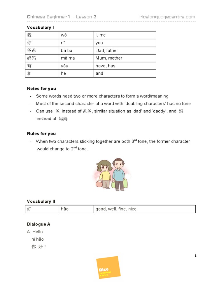 Lesson 2 - Chinese Beginner 1 | PDF | Human Communication | Language ...
