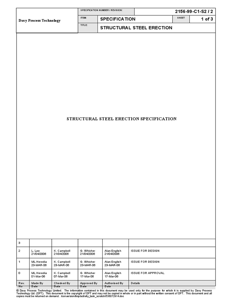 Steel Structure Erection Specification | PDF | Specification (Technical ...
