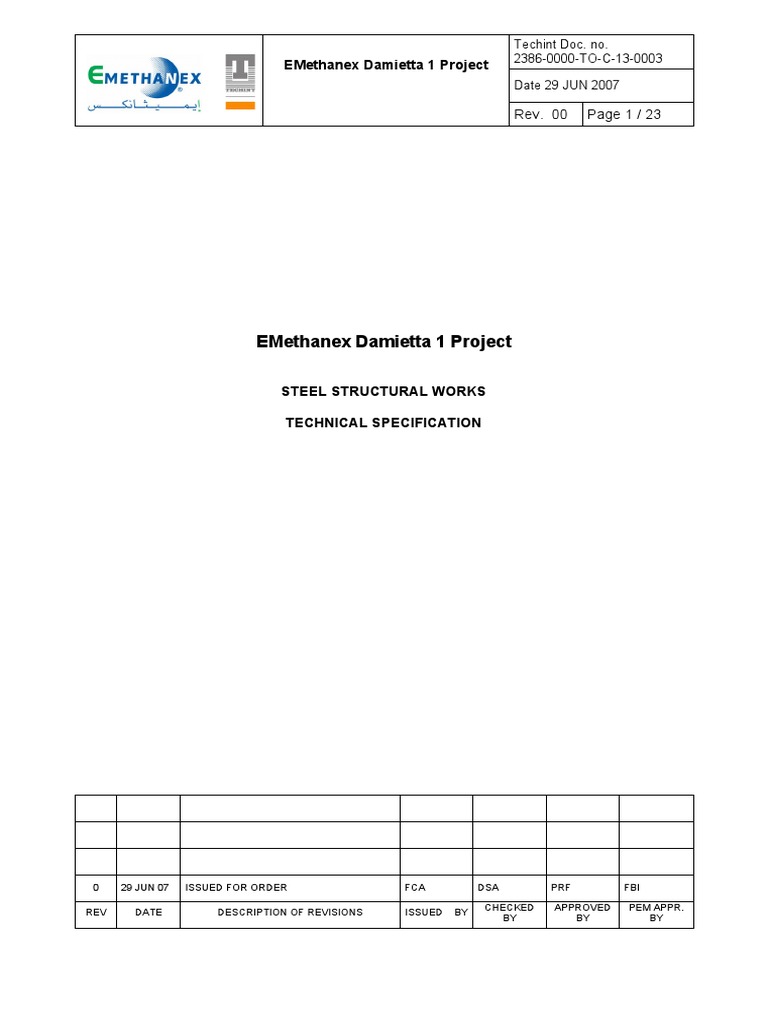 Steel Structure Technical Specification | PDF | Specification ...