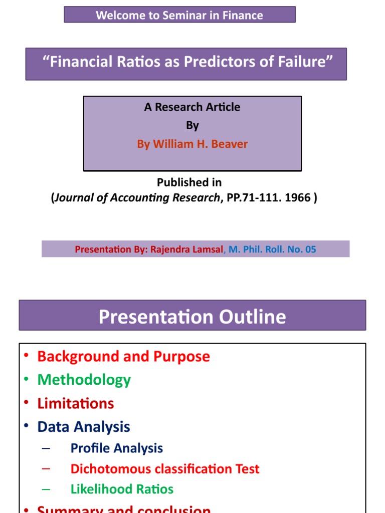 Financial Ratios As Predictor of Failure | PDF | Correlation And ...