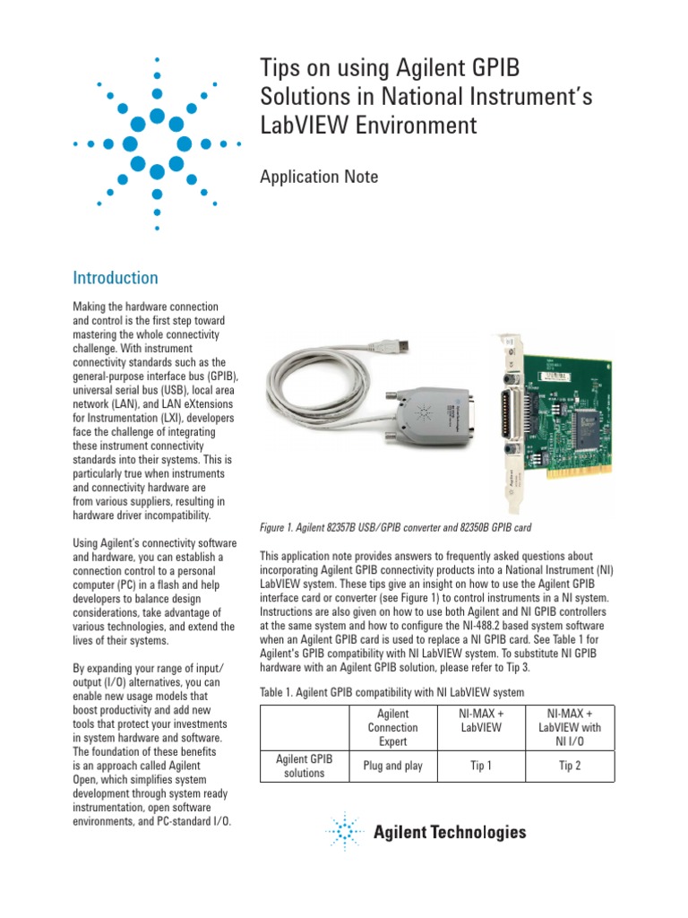 Tips On Using Agilent Gpib Solutions in National Instrument'S Labview Environment | PDF | Usb ...
