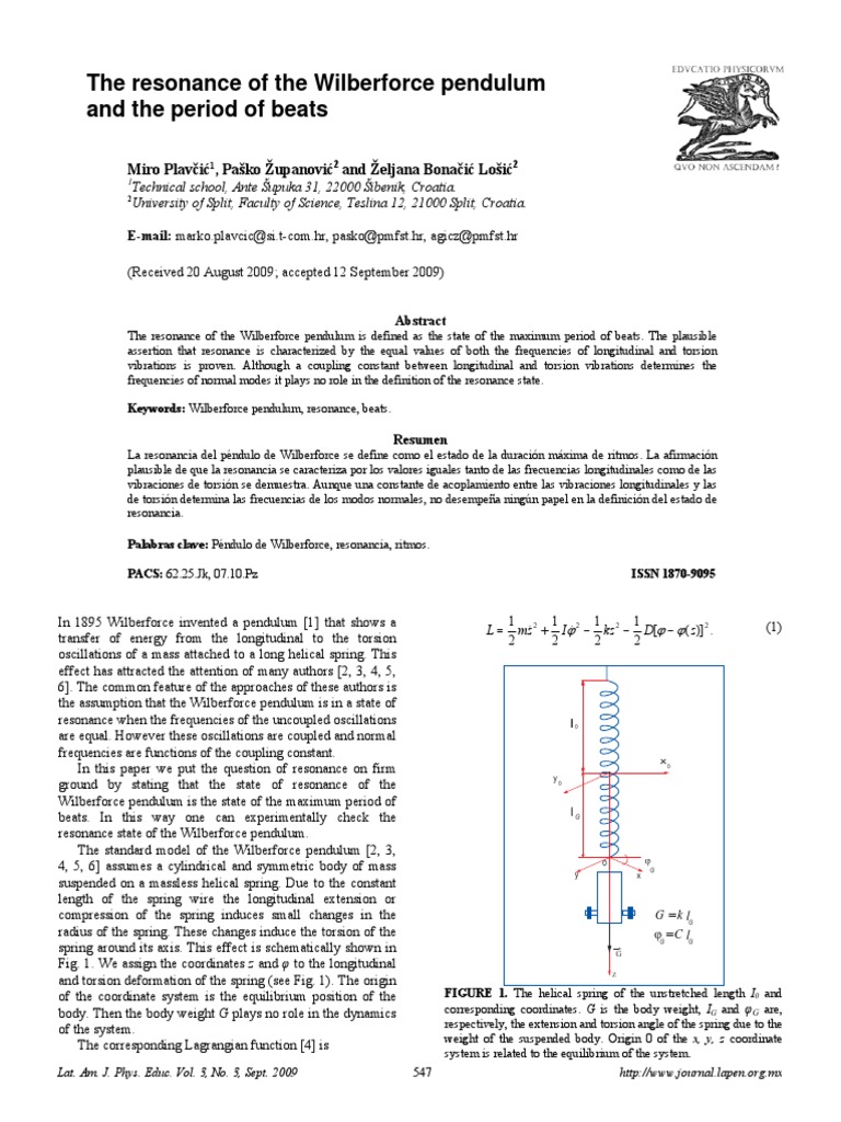 Wilberforce Pendulum Resonance Study | PDF | Resonance | Oscillation