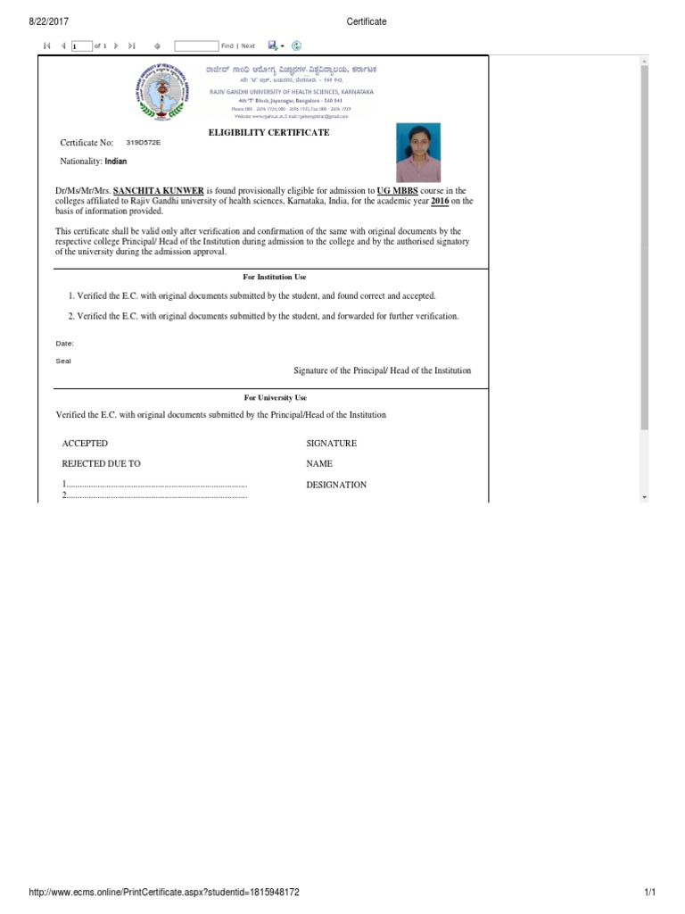 Eligibility Certificate | PDF