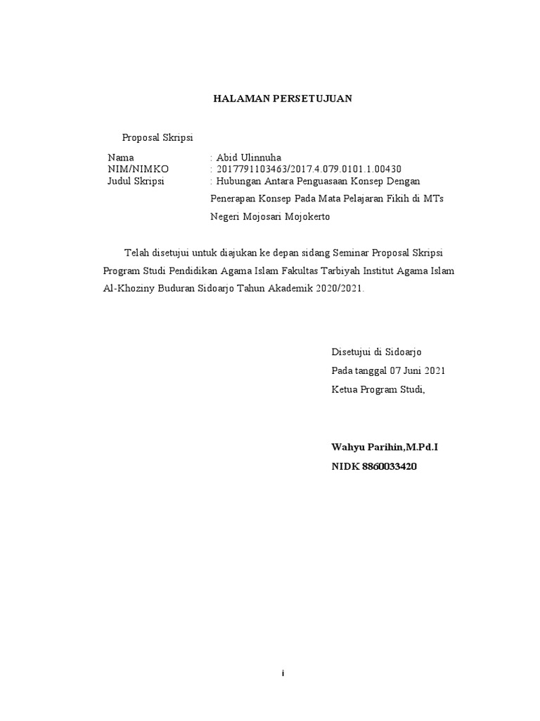 Halaman-Persetujuan-dan-Daftar-Isi-Proposal-Skripsi-Abid Ulin Nuha-8 D | PDF | Karier ...