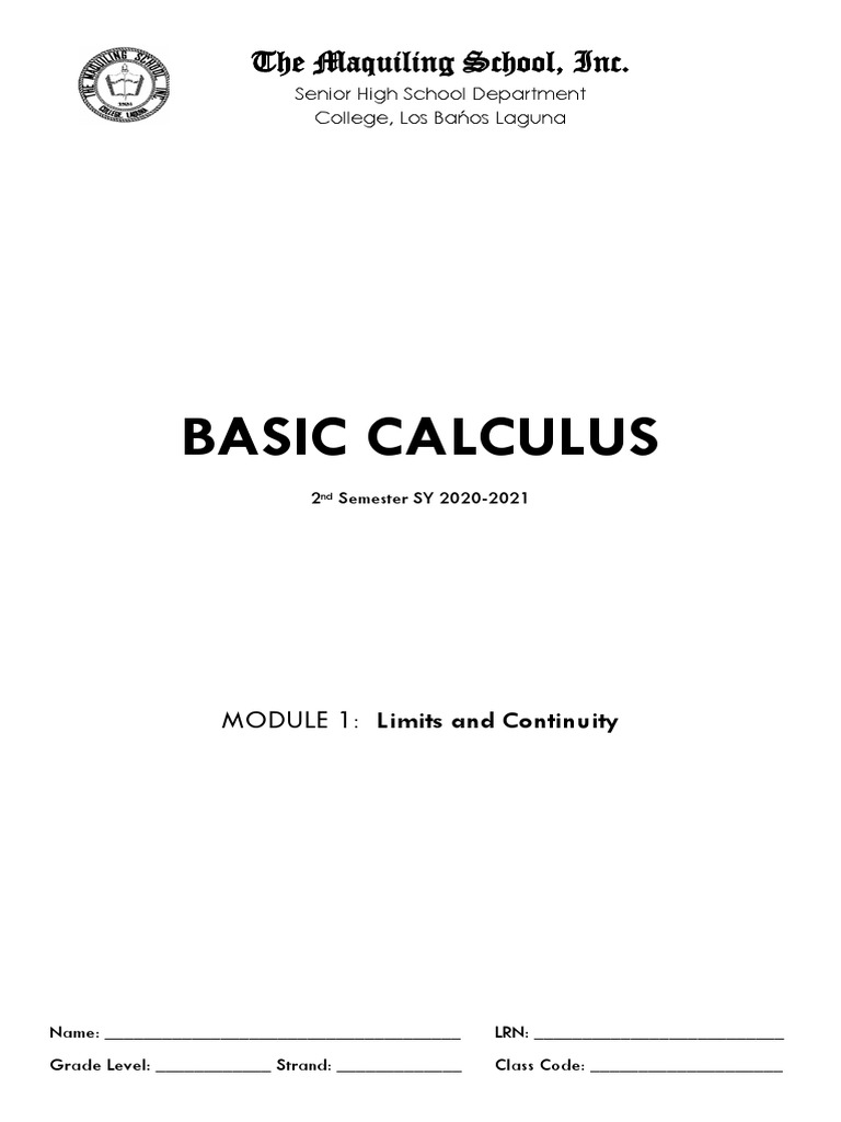 Module Basic Calculus Module 1 Updated | PDF | Function (Mathematics ...